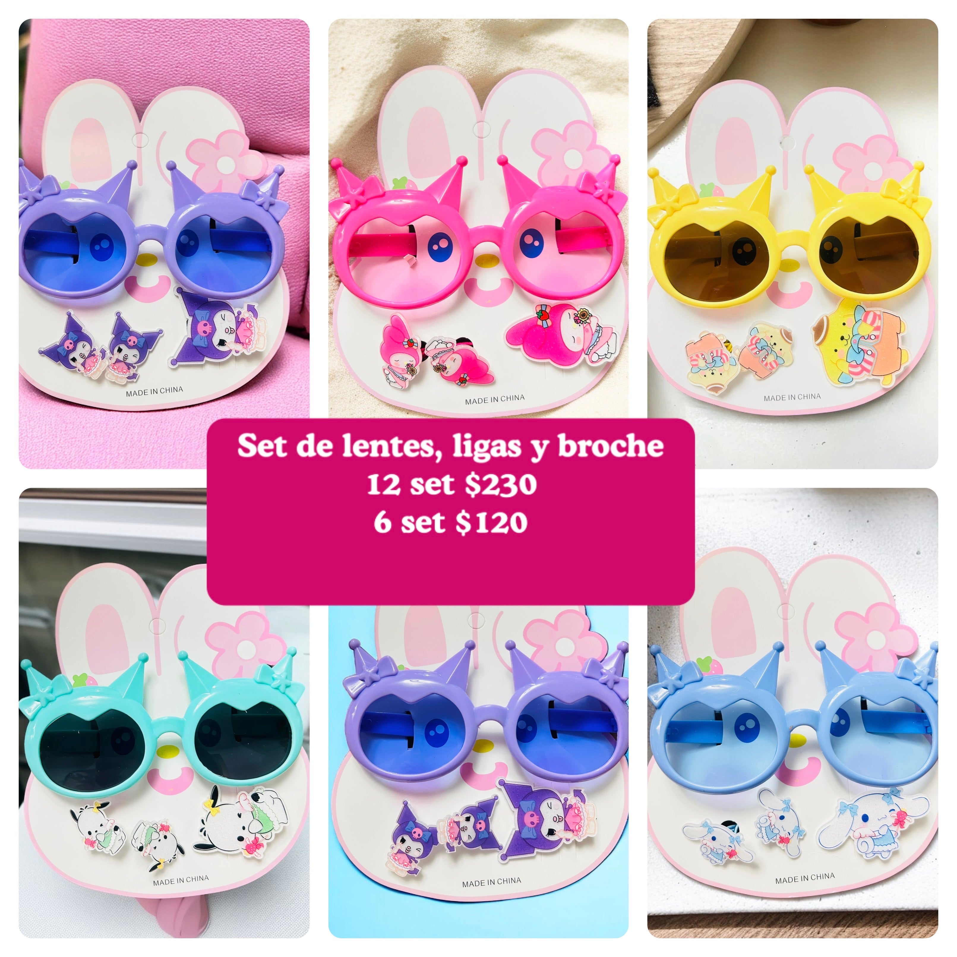 Lente kuromi con accesorios, código A105 – accesorios al mayoreo julia