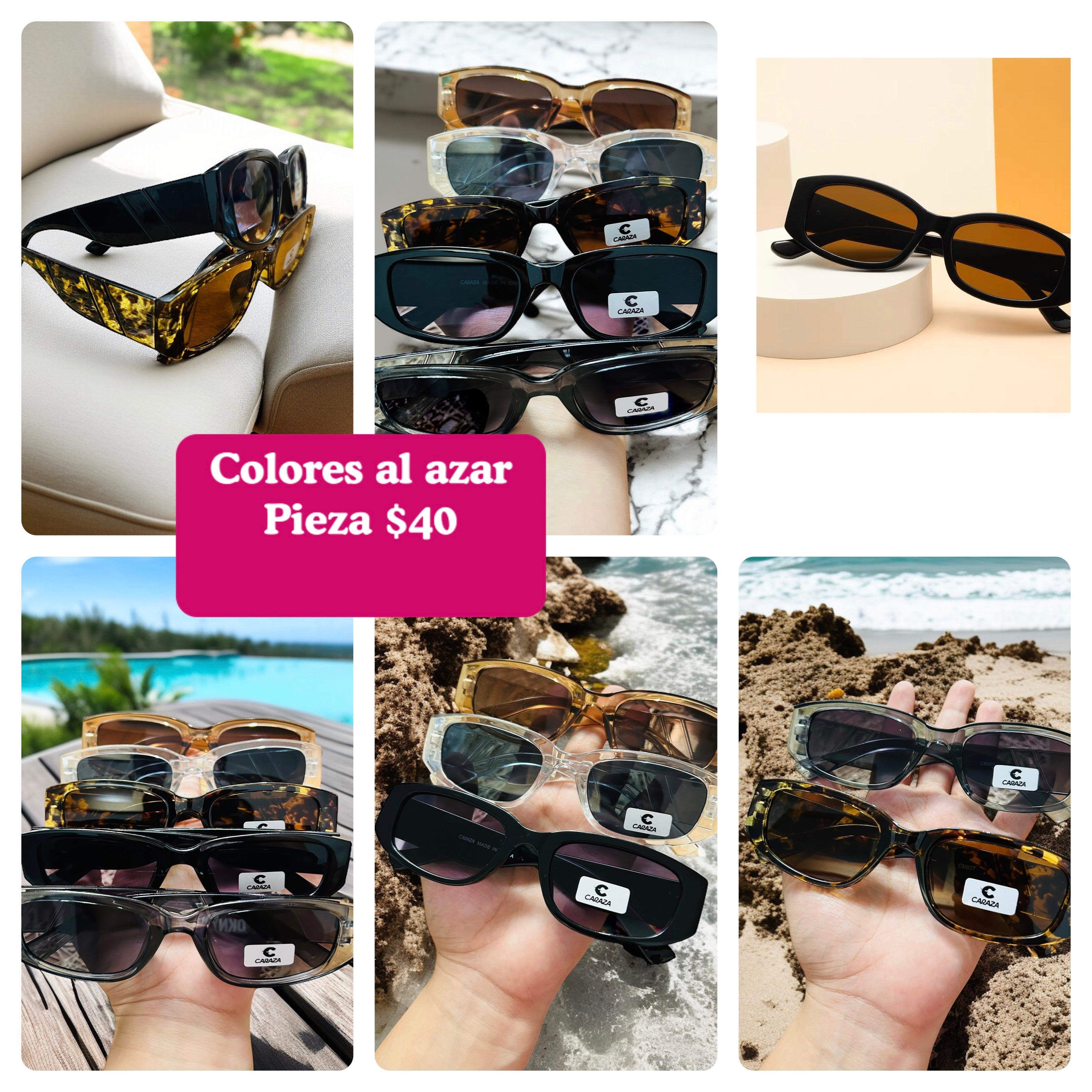 Lente dama, colores al azar, con estuche, codigo a607 – accesorios al mayoreo julia